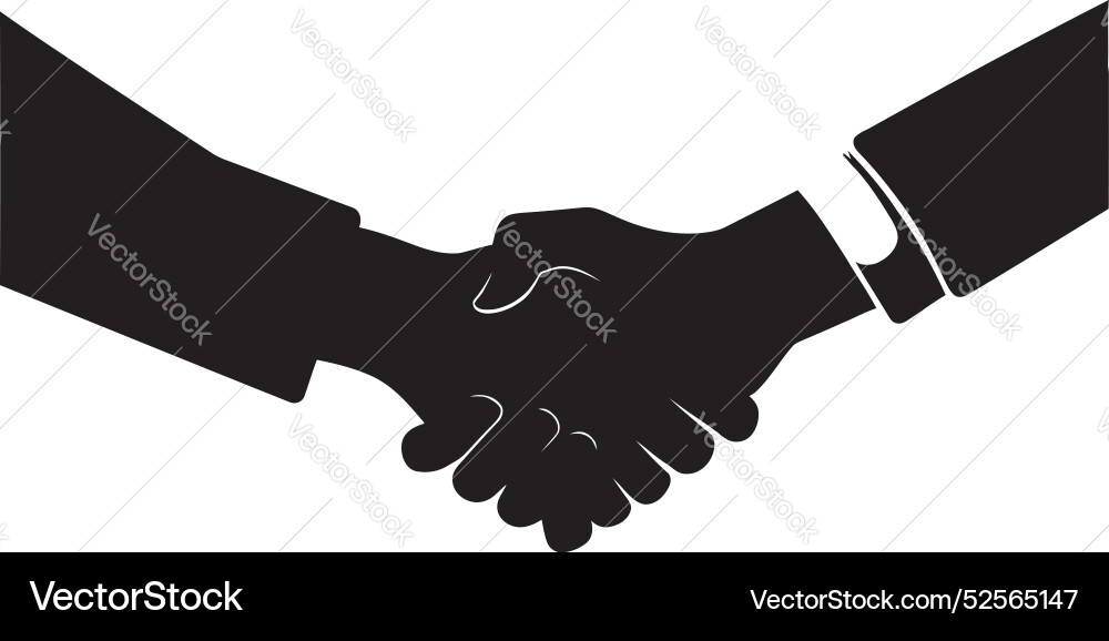 Bond of unity black handshake icon concordance Vector Image