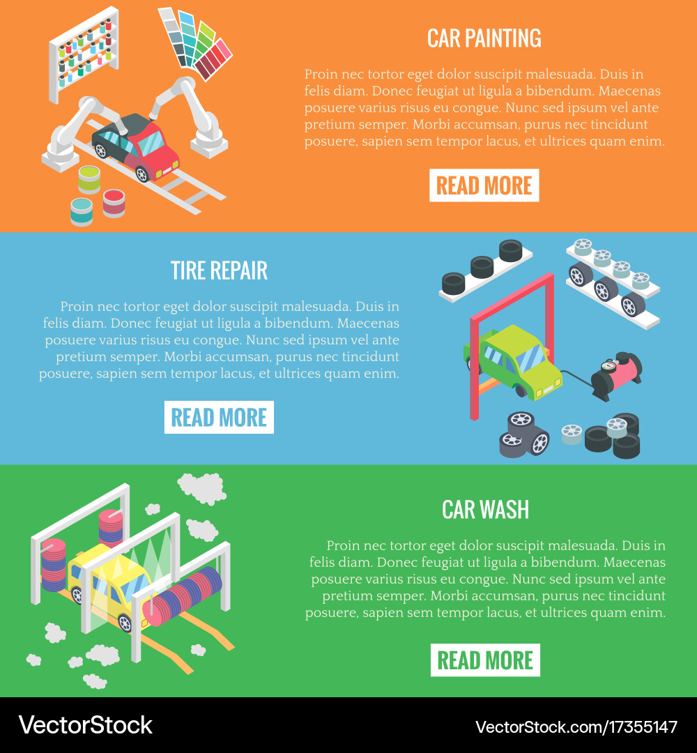 Car Repair & Maintenance Banners Royalty Free Vector