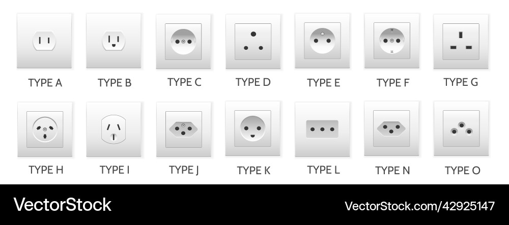 Charging socket types Royalty Free Vector Image
