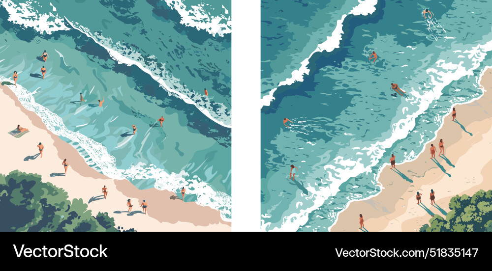 Coast cartoon scenes seashore beach sandy Vector Image