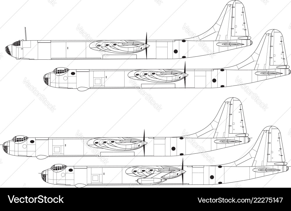 Convair B-36 Peacemaker - Aircraft Outline Vector Image