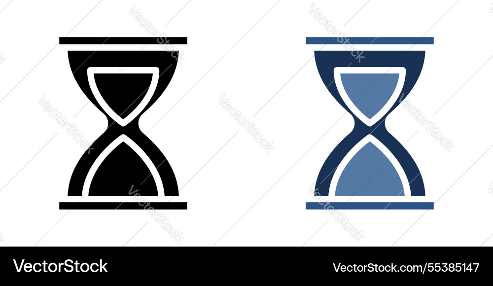 Hourglass end icons pack in black and colored Vector Image
