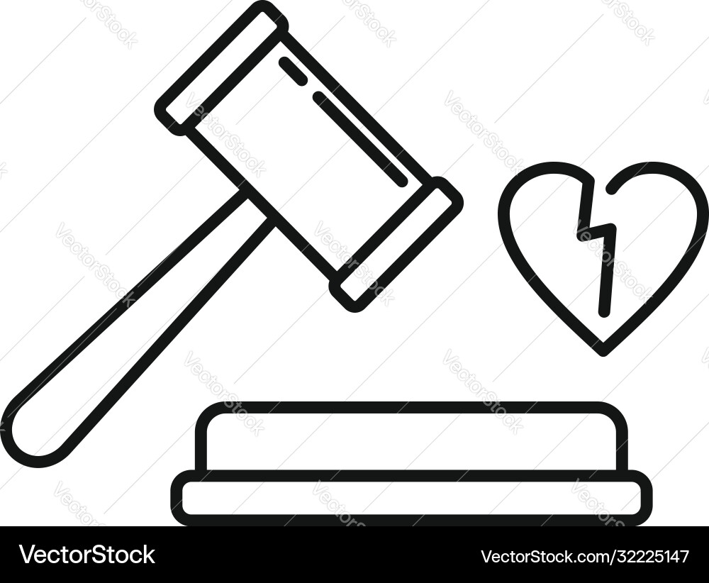 Judge break divorce icon outline style Royalty Free Vector