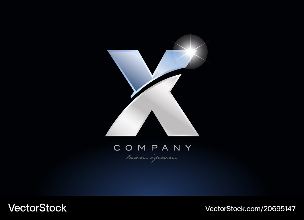 Metallic Blue X Logo - Corporate Icon Royalty Free Vector
