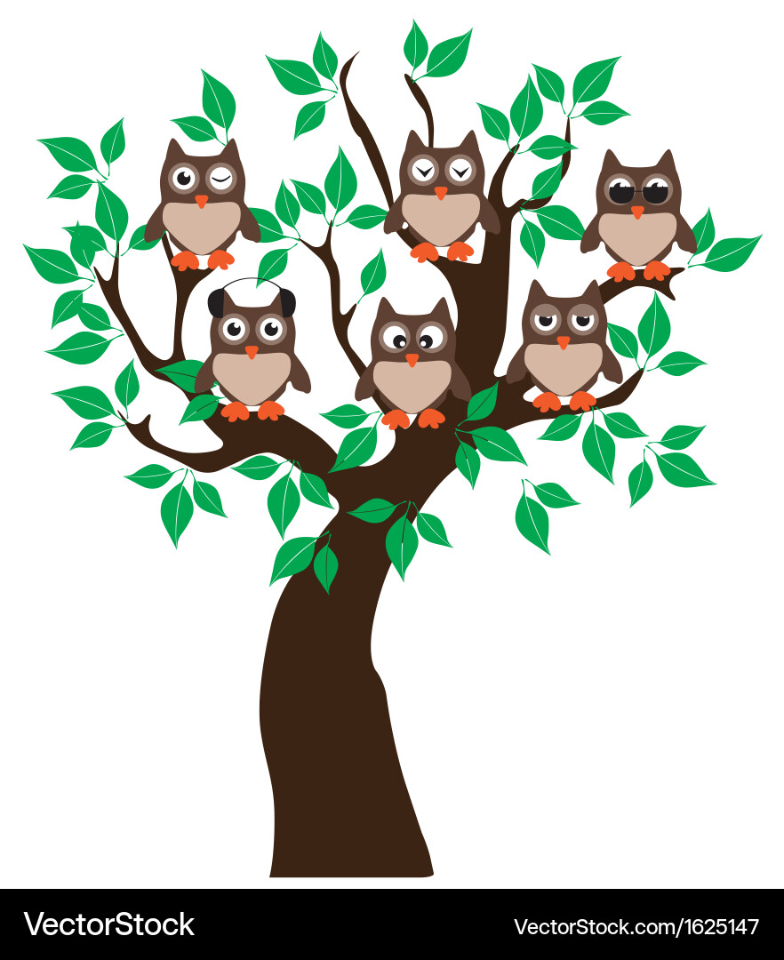 Owl tree Royalty Free Vector Image - VectorStock