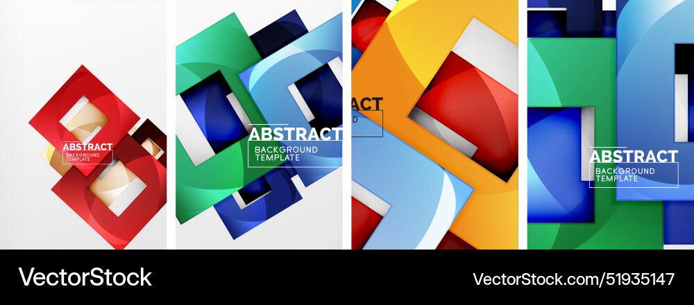Set of square geometric poster backgrounds Vector Image