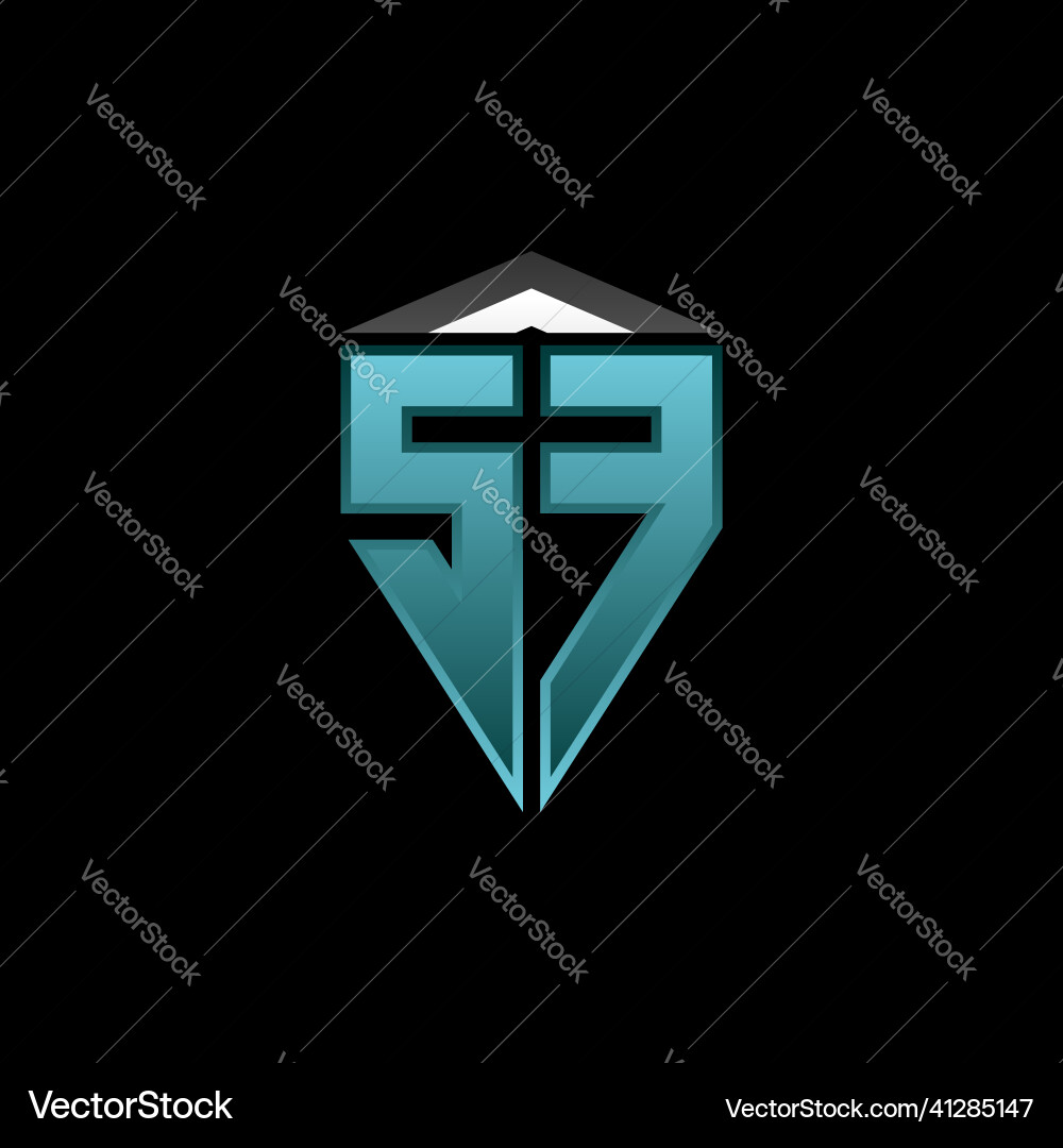 Sf logo shield blue light style design Royalty Free Vector