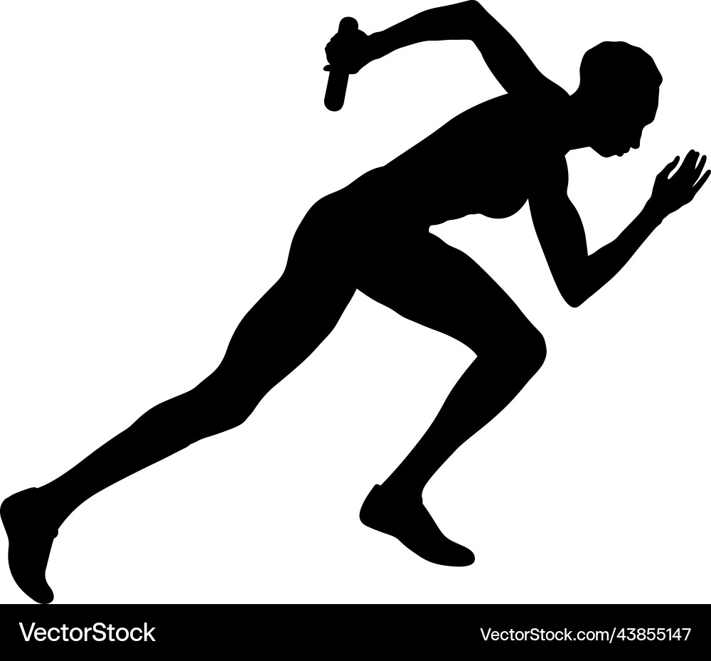 Start girl runner running relay race Royalty Free Vector