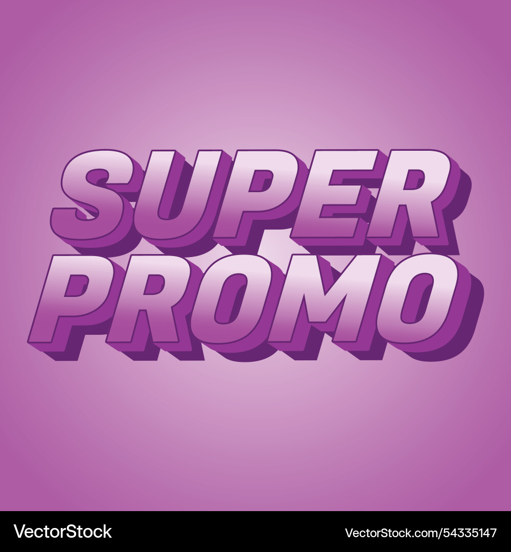 Super promo text effect in square size with bold Vector Image