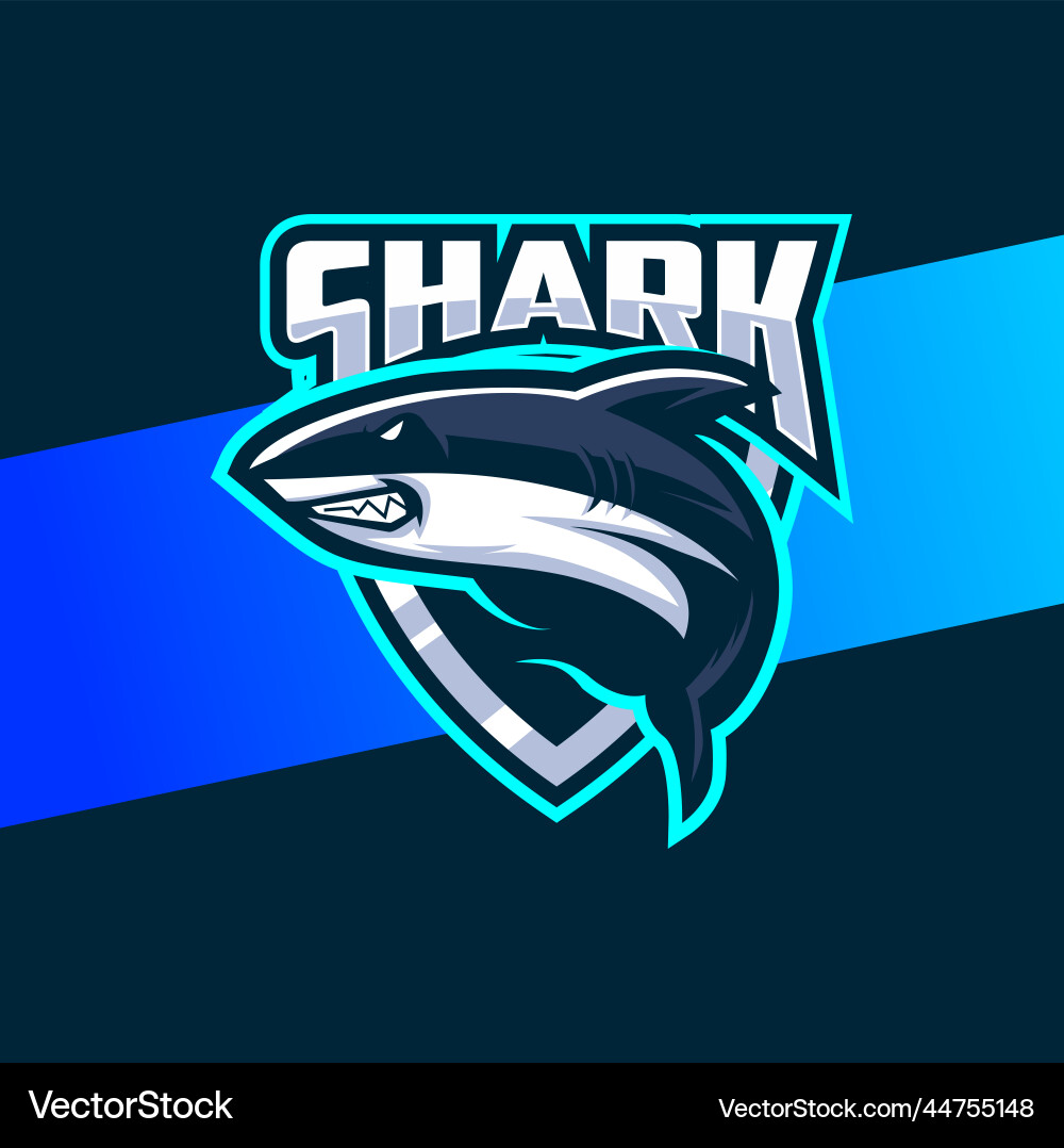 Aggressive mad shark mascot character logo design Vector Image