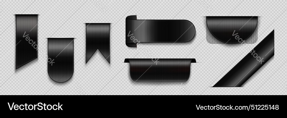 Black satin ribbon tag mockup Royalty Free Vector Image