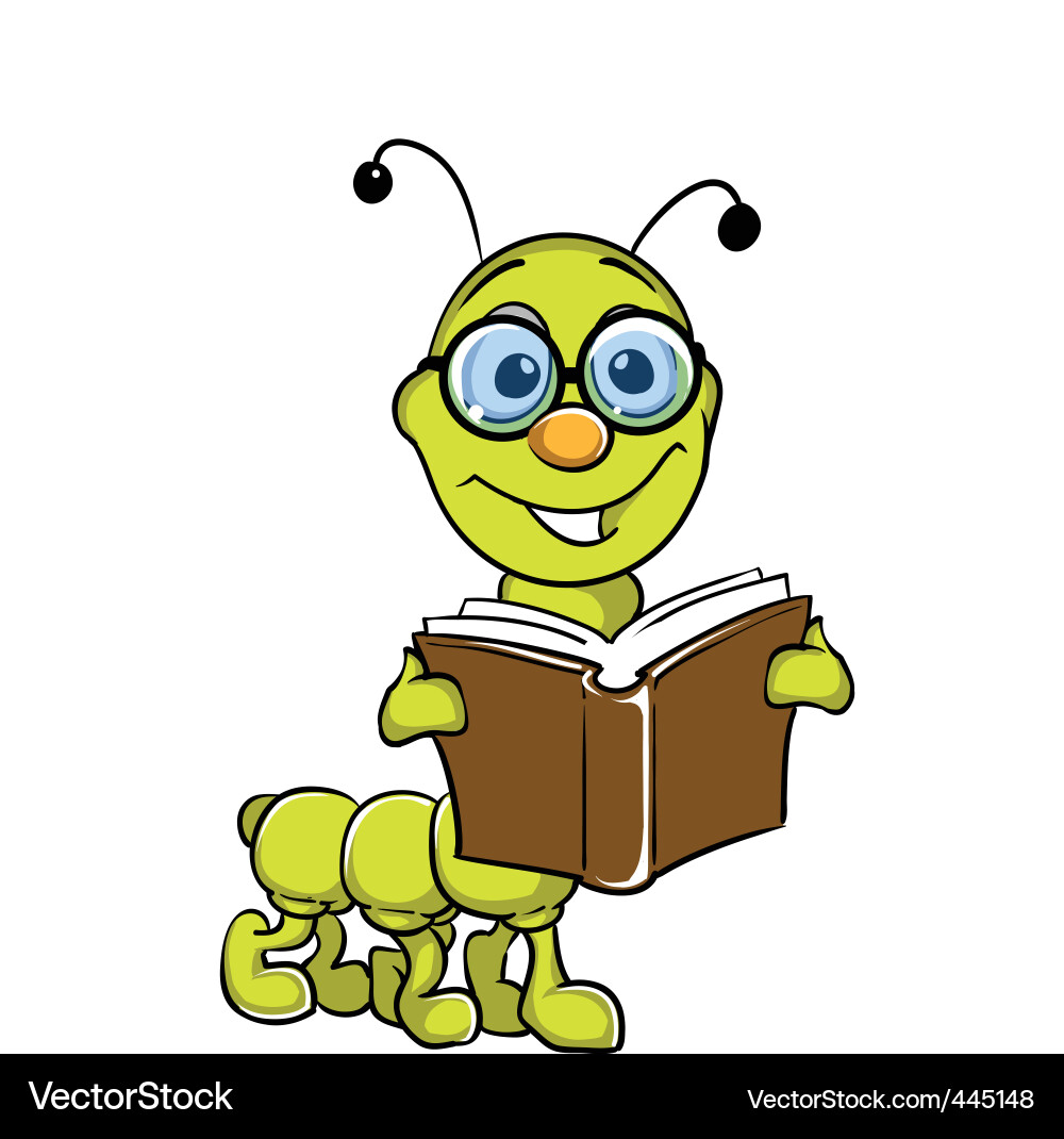Caterpillar holding book Royalty Free Vector Image