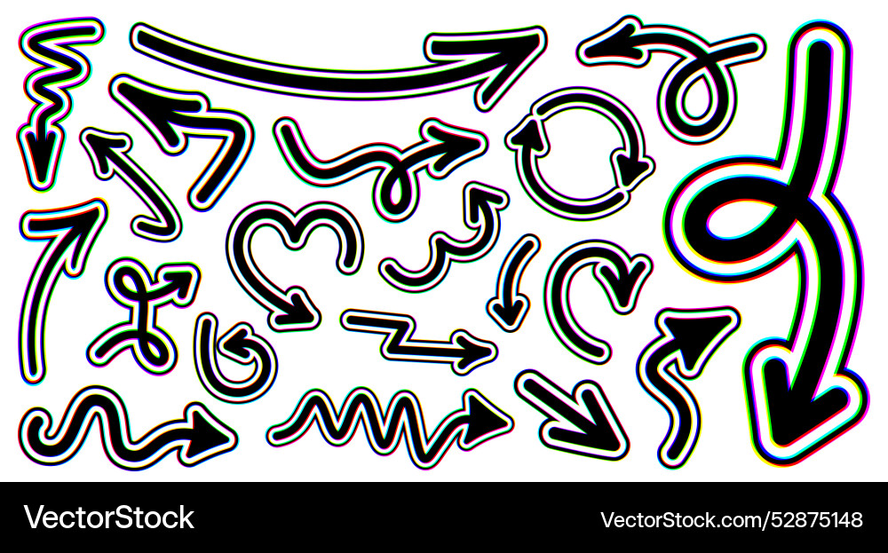 Creative glitch effect wavy and looped arrows Vector Image