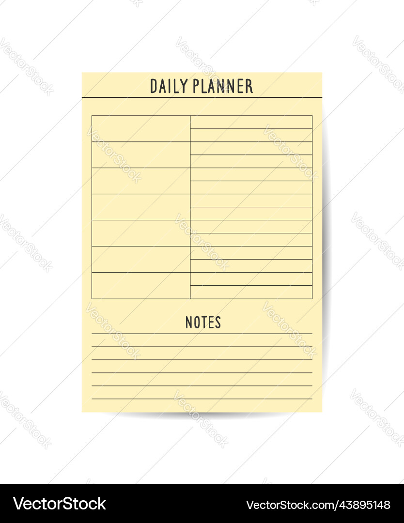 Daily routines planner template minimalist Vector Image