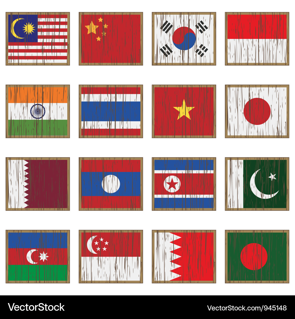Distressed asian flags Royalty Free Vector Image