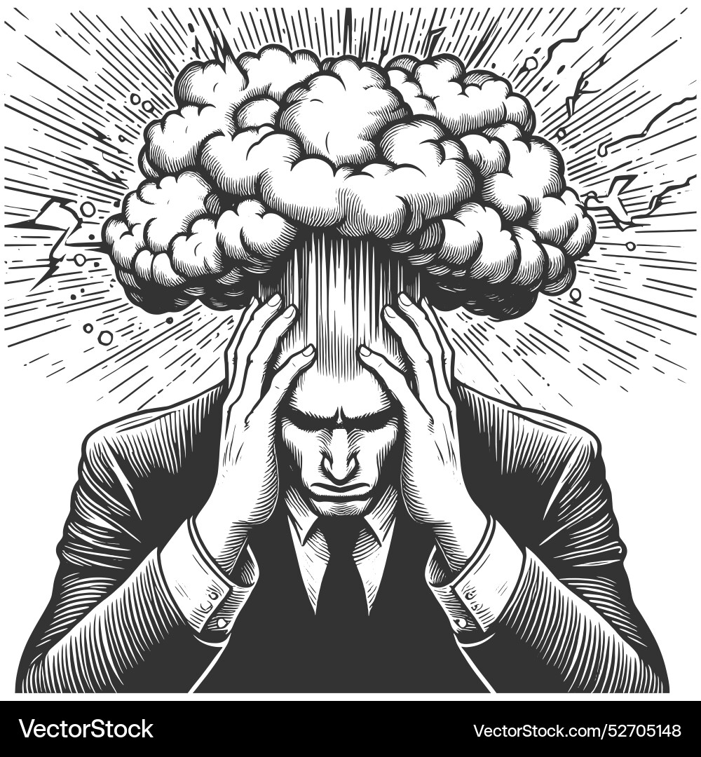 Exploding head symbolizing stress Royalty Free Vector Image