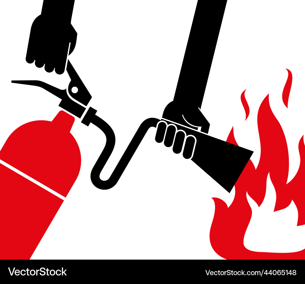 Fighting fire with extinguisher icon flame danger Vector Image