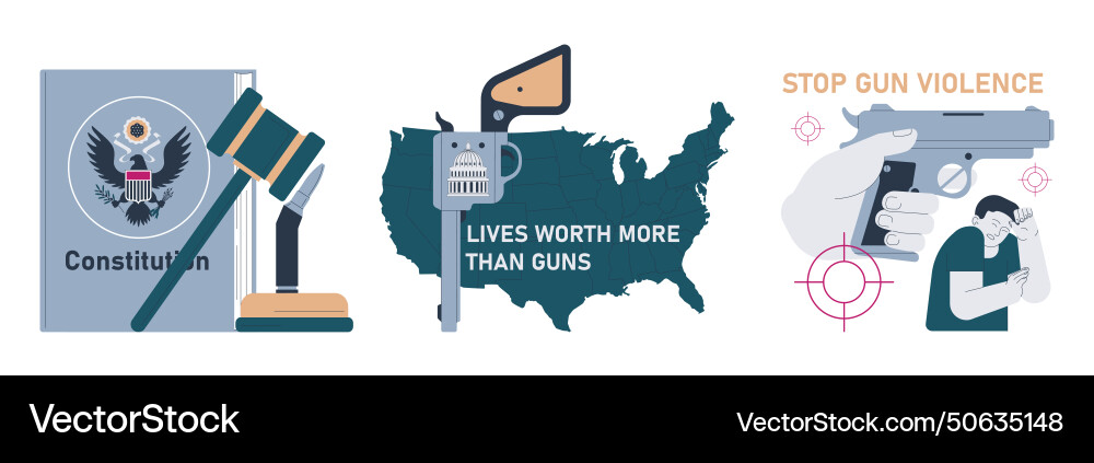 Gun control set second amendment ban weapon Vector Image