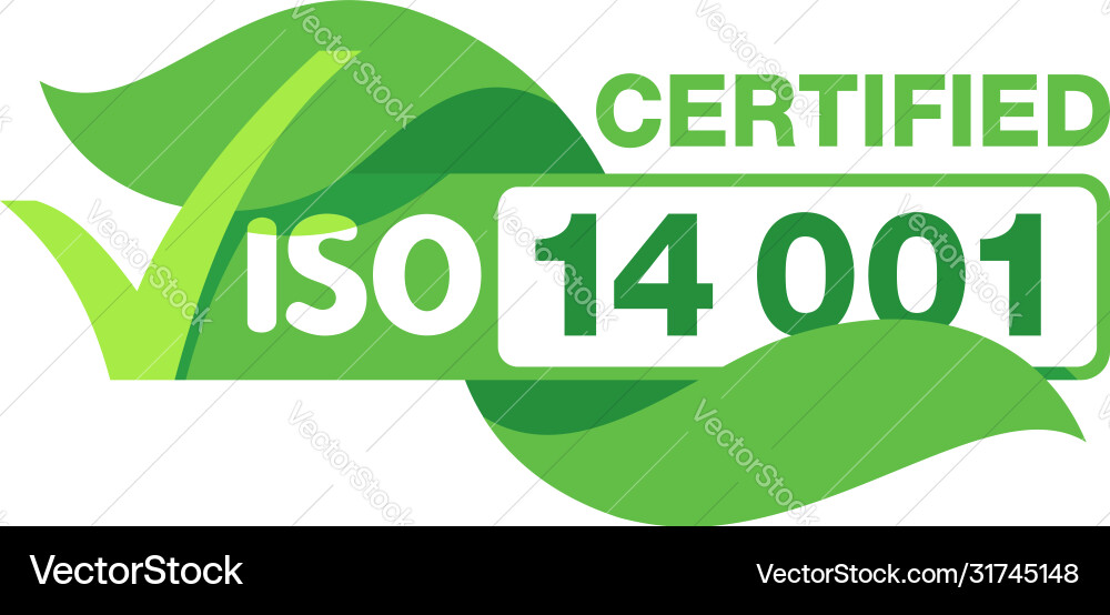 Iso 14001 green stamp - environmental management Vector Image