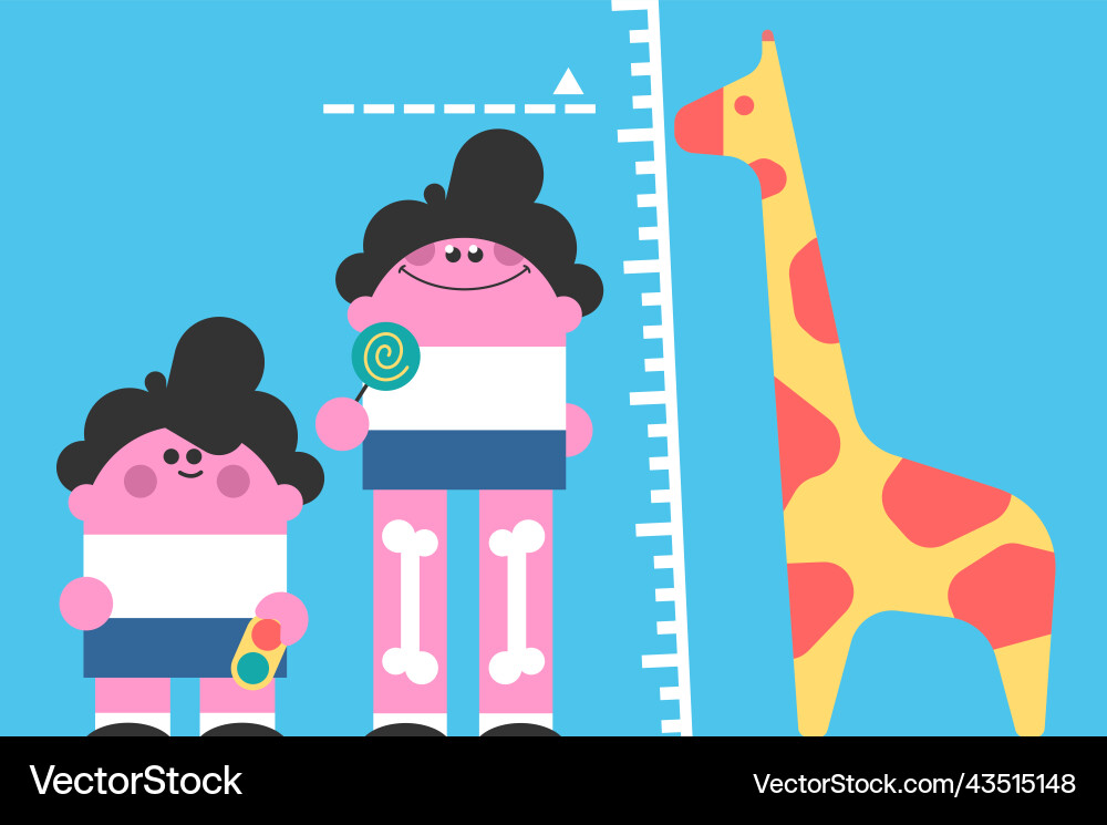 Kid height chart for growth measuring Royalty Free Vector