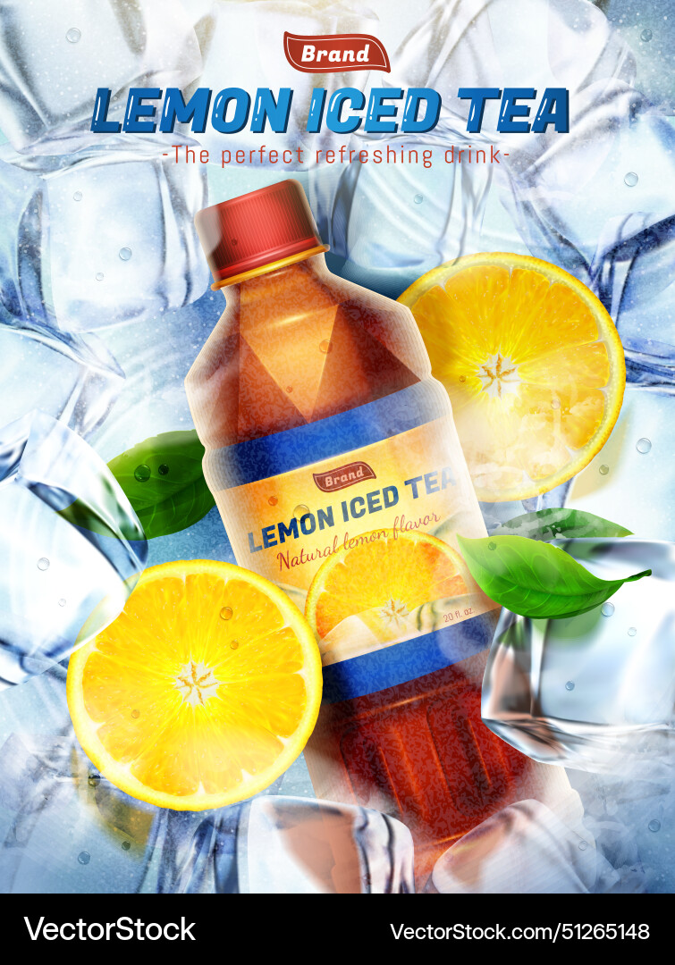 Lemon iced tea ad template Royalty Free Vector Image