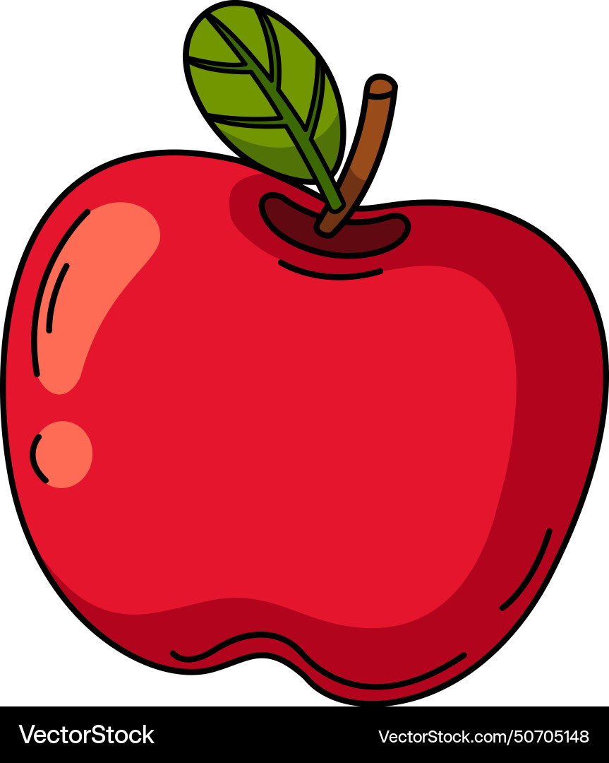 Red apple outline white on background Royalty Free Vector
