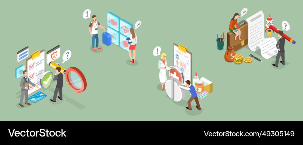 3d isometric flat of employee Royalty Free Vector Image