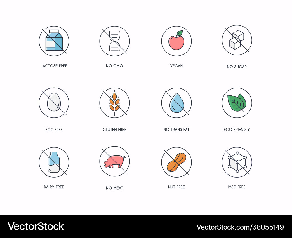 Badge ingredient warning label icons gluten Vector Image