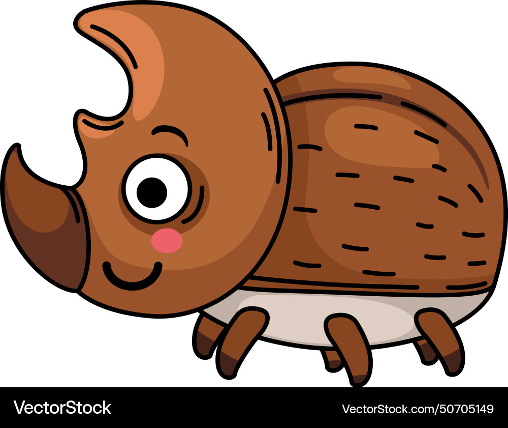 Beetle insect cartoon outline white on background Vector Image