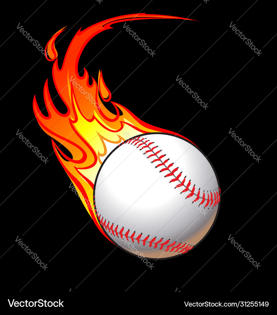 Flaming baseball Royalty Free Vector Image - VectorStock