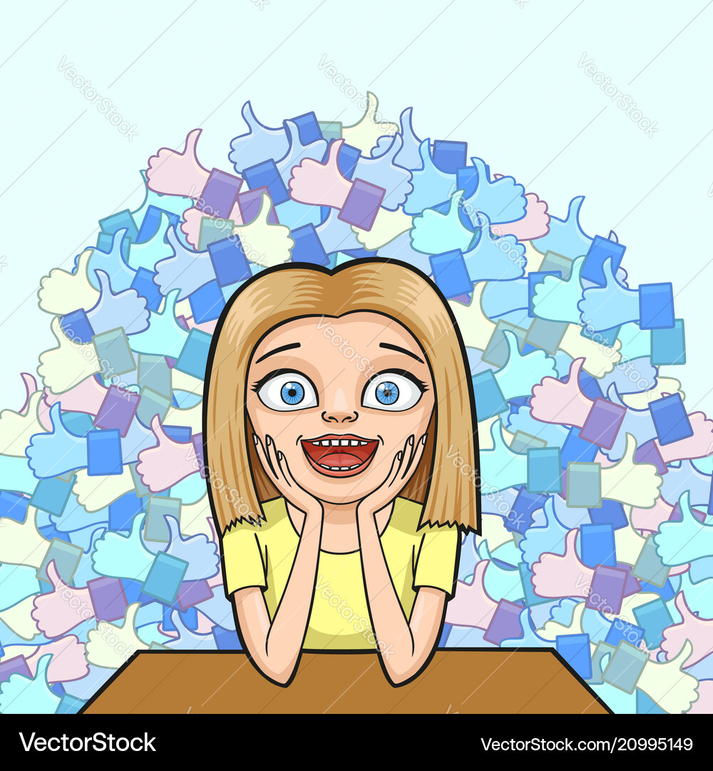 Girl with many likes Royalty Free Vector Image