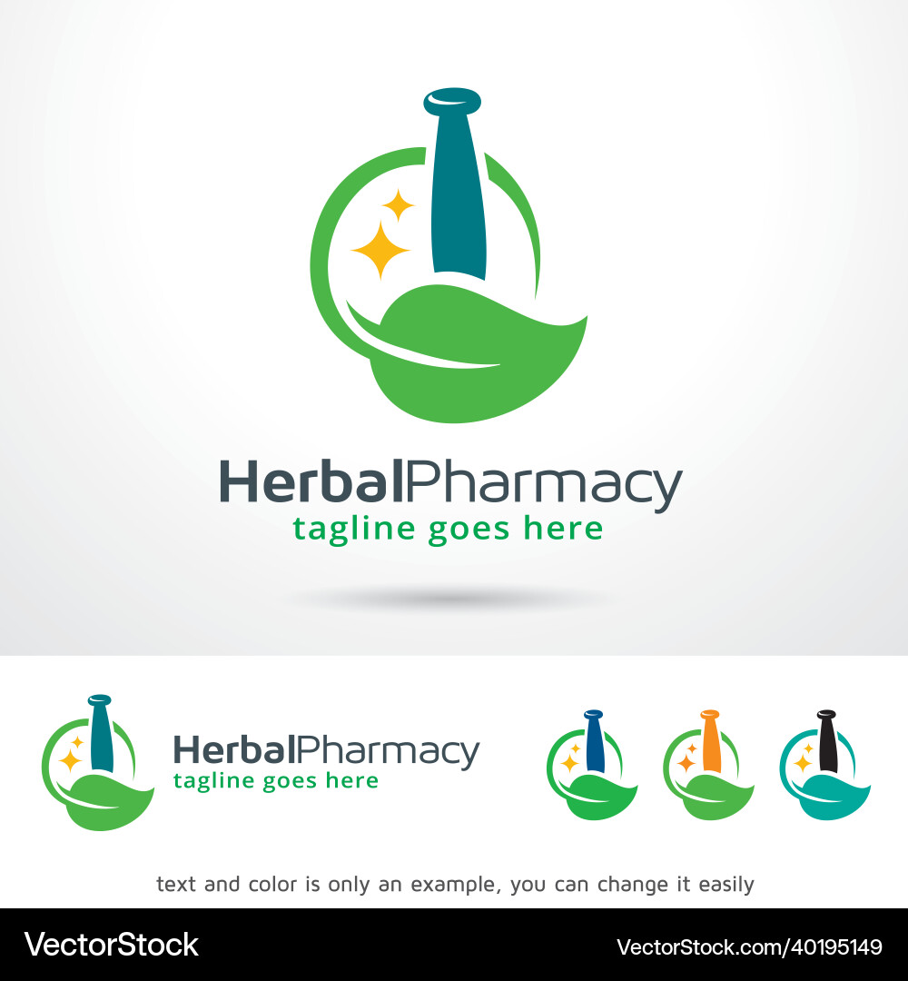 Herbal pharmacy logo template Royalty Free Vector Image
