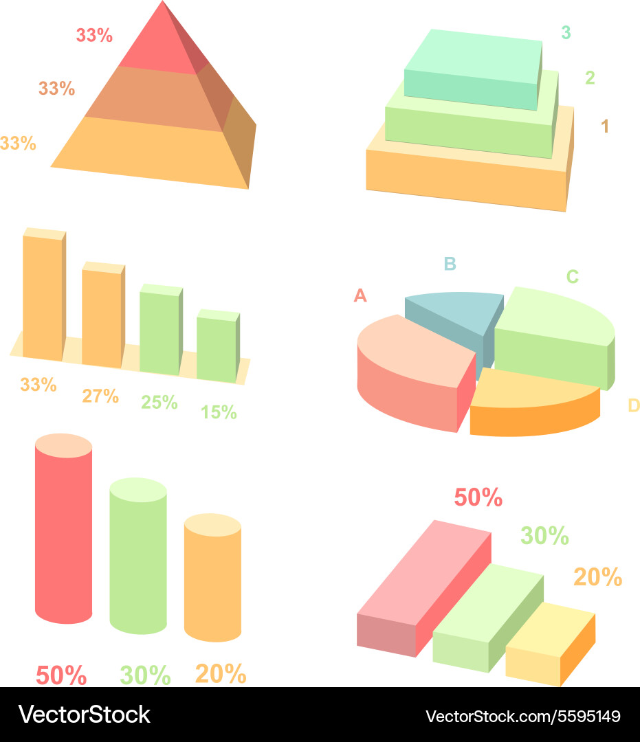 Isometric 3d charts layers graphs Royalty Free Vector Image