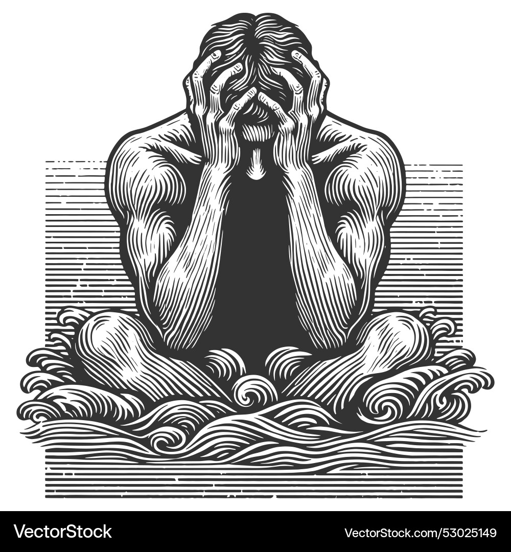 Man in despair waves Royalty Free Vector Image