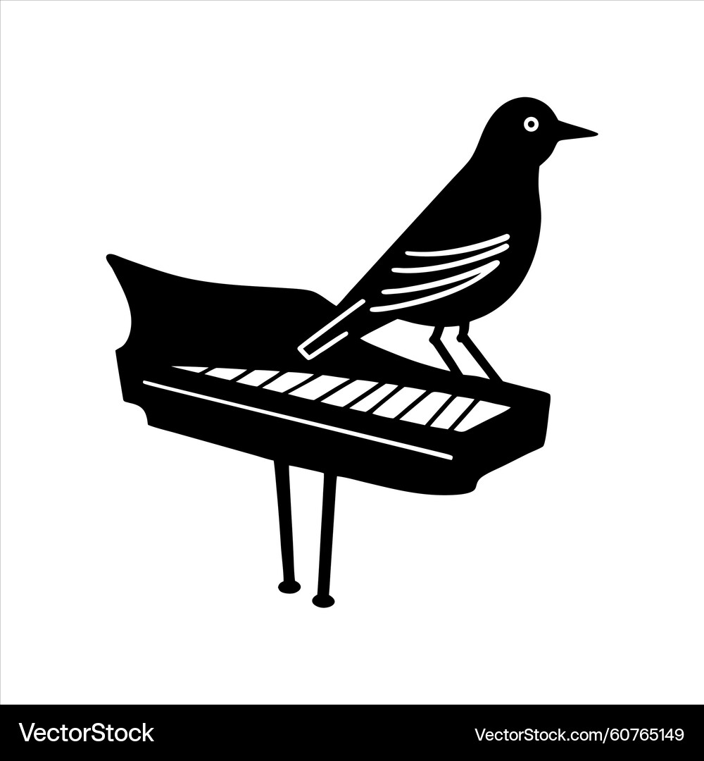 Musical bird playing piano black silhouette – Royalty-Free Vector ...