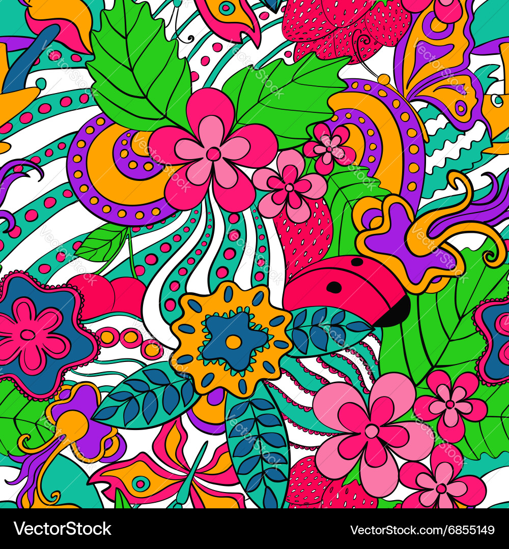 Psychedelic Floral Pattern Royalty Free Vector Image