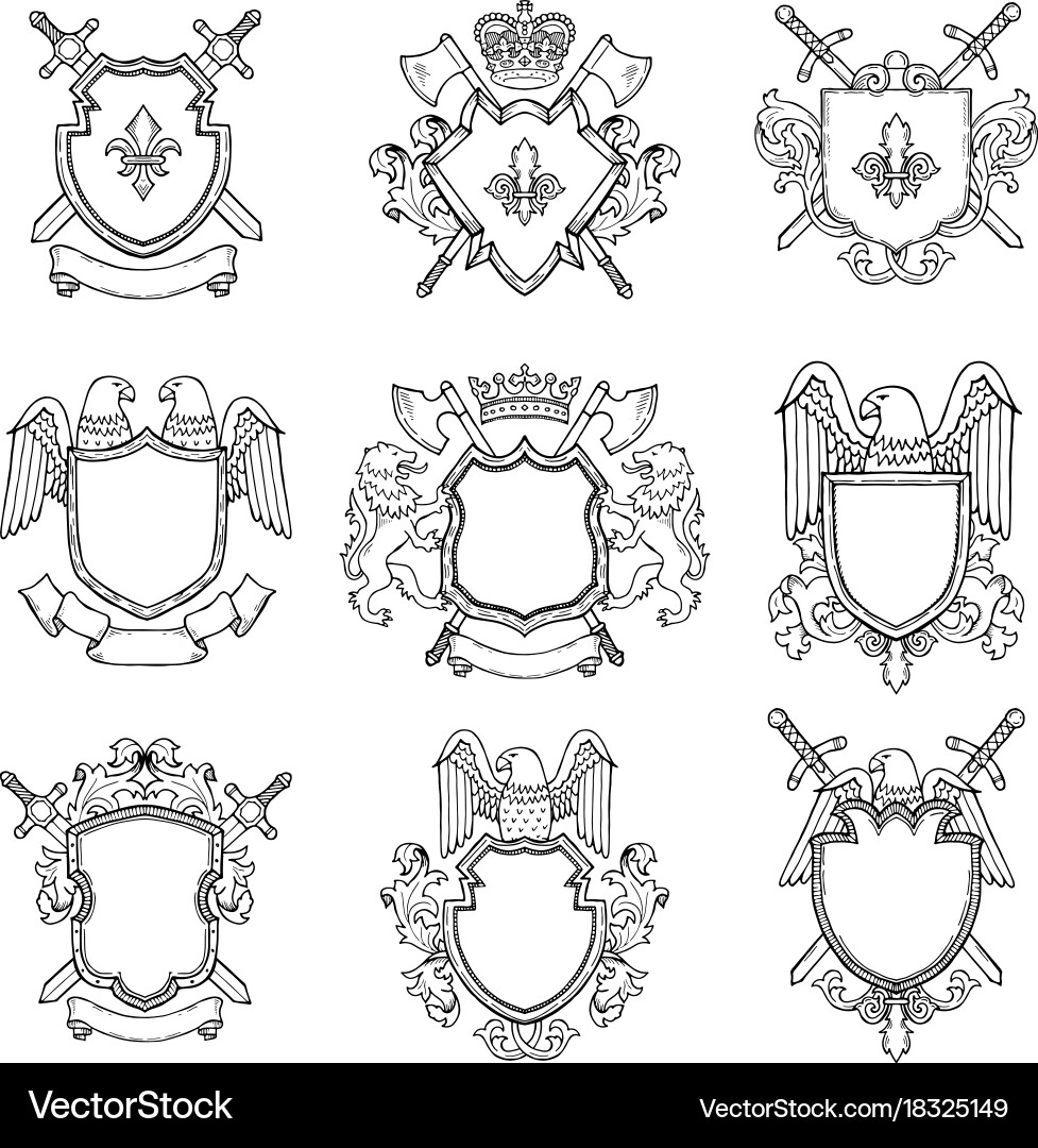 Template of heraldic emblems for different design Vector Image
