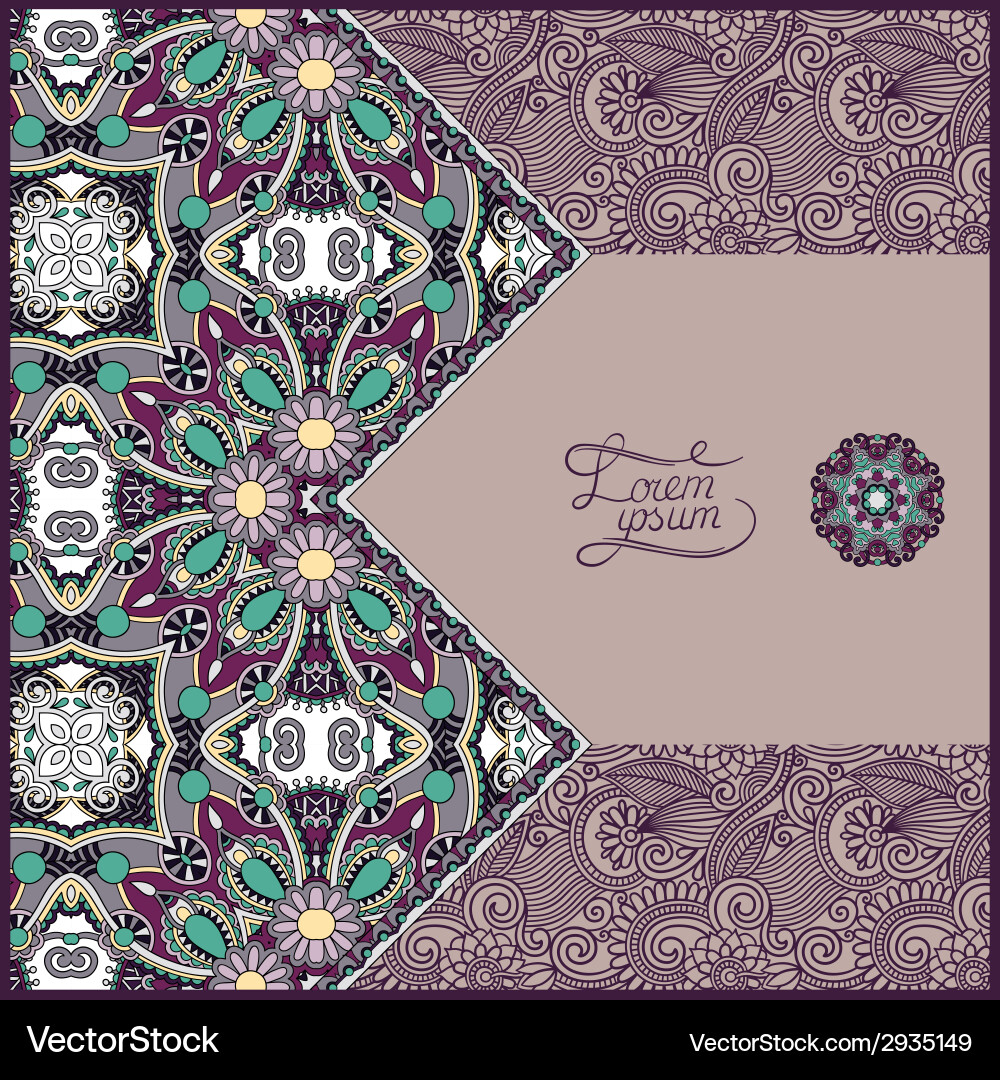 Unusual floral ornamental template with place Vector Image