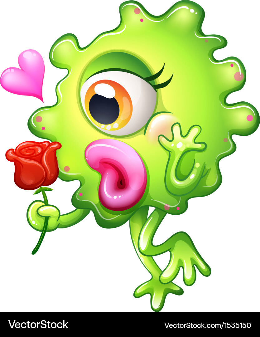 A female monster holding rose Royalty Free Vector Image
