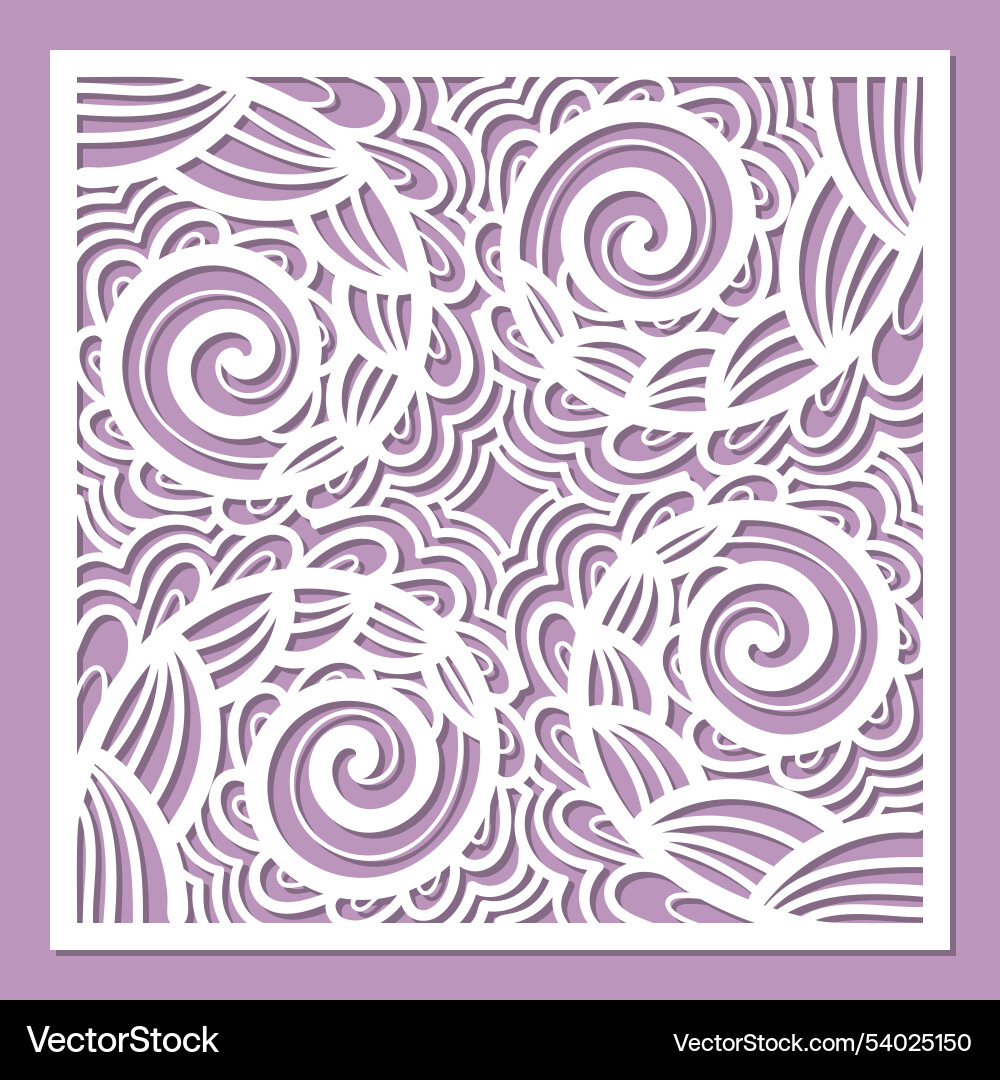 Beautiful abstract waves laser cutting template Vector Image