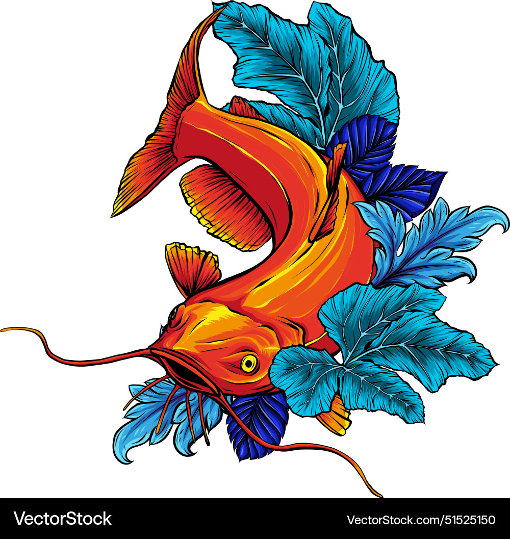Cartoon of colored catfish Royalty Free Vector Image