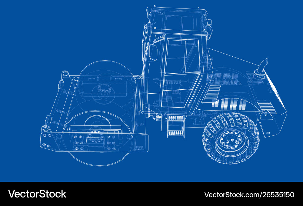 Construction machine asphalt compactor Royalty Free Vector