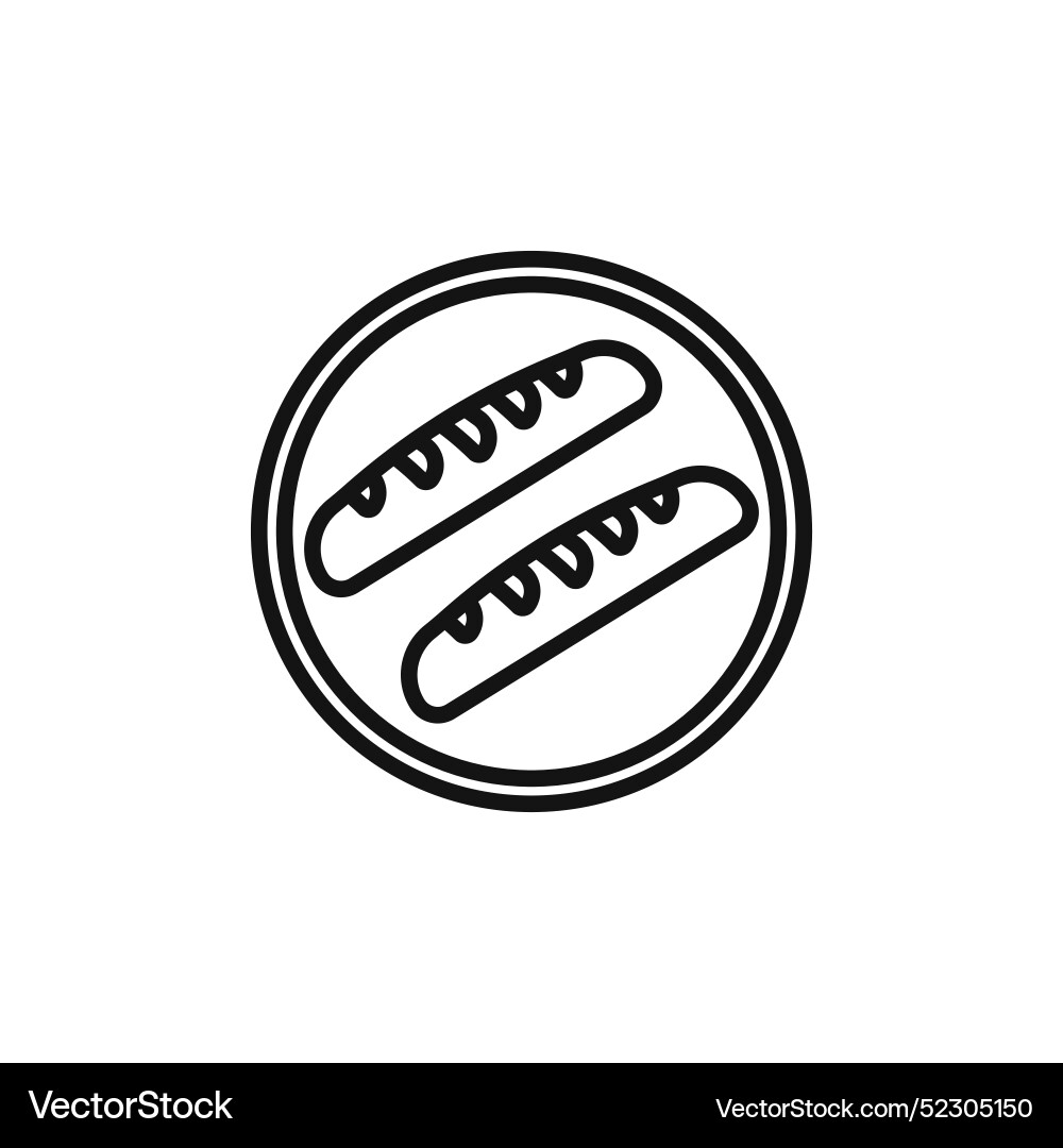 French bread icon outline collection in black Vector Image