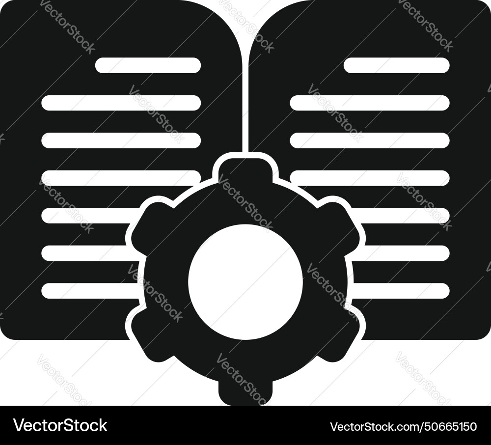 Gear book touch icon simple overview Royalty Free Vector