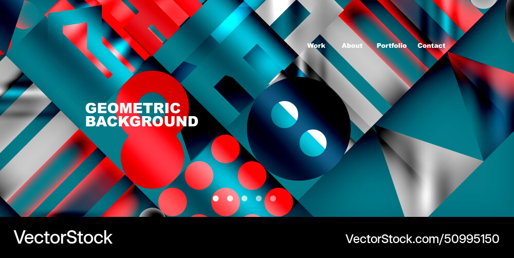 Geometric background with red blue and white Vector Image