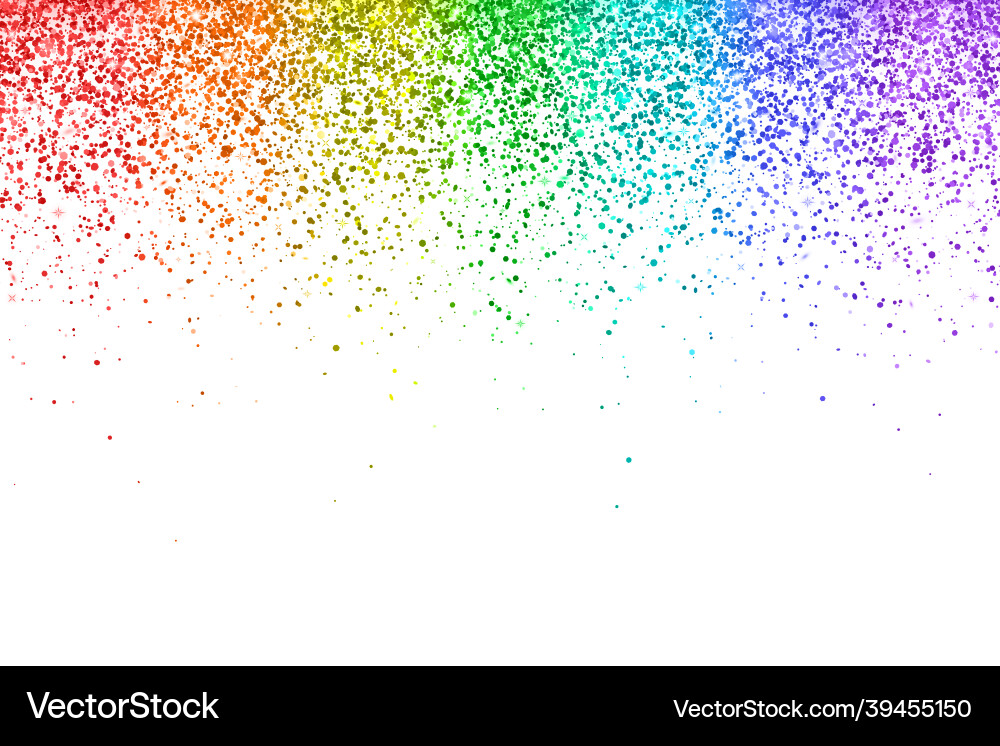 Rainbow falling glitter particles on white Vector Image