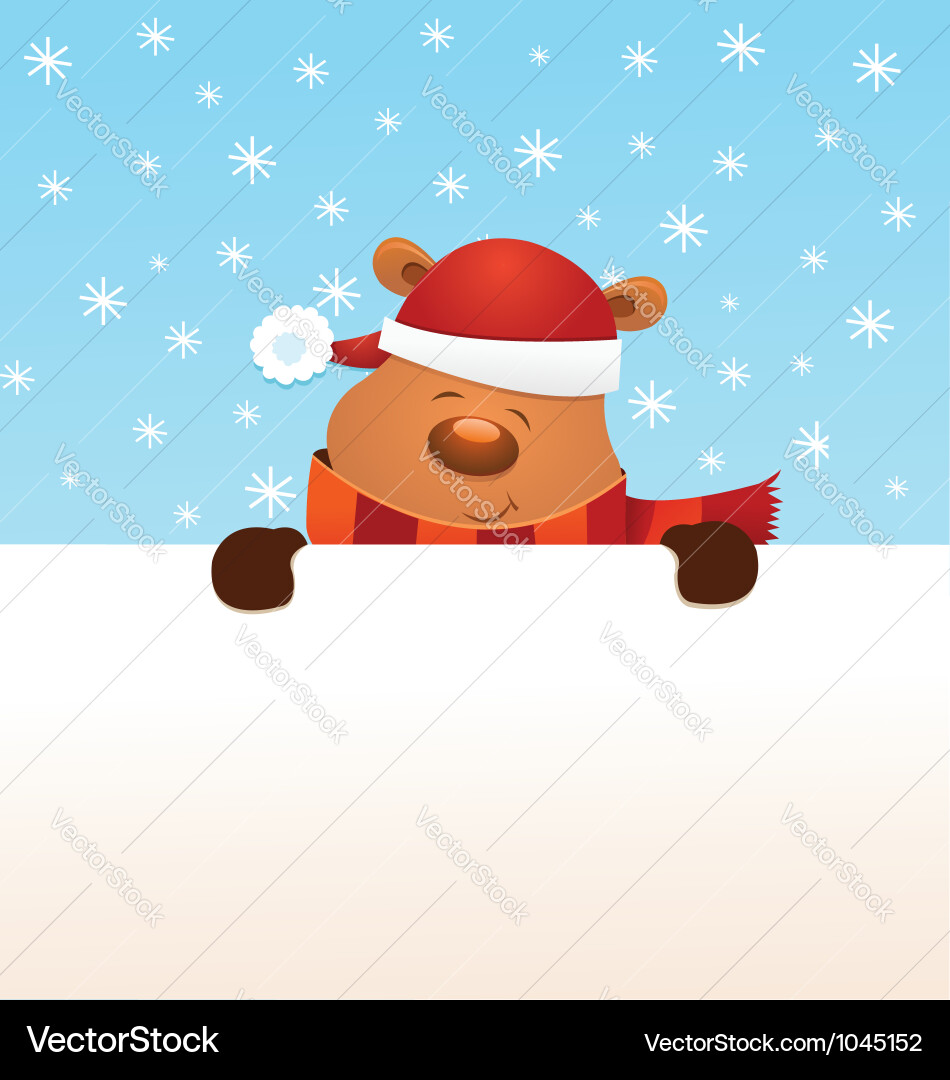 Bear christmas message Royalty Free Vector Image