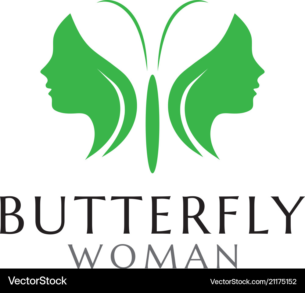 Butterfly woman logo design template Royalty Free Vector