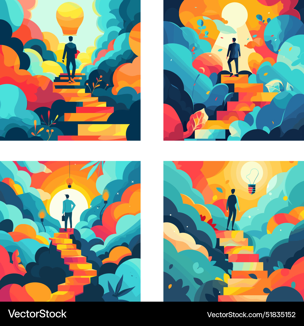 Creative success cartoon concepts career Vector Image