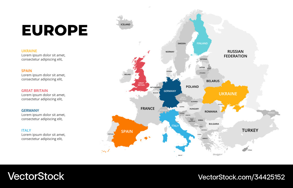 Europe continent map infographic template Vector Image